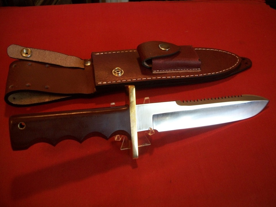 Randall Style Model 14 Attack Knife w/ Brown Micarta Handle & Saw Teeth ...