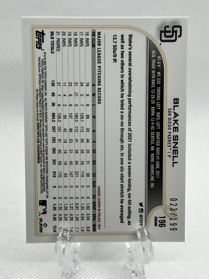 2022 Topps Chrome Sonic-Aqua/Pink Sonic Pulse Refractor #196 Blake ...