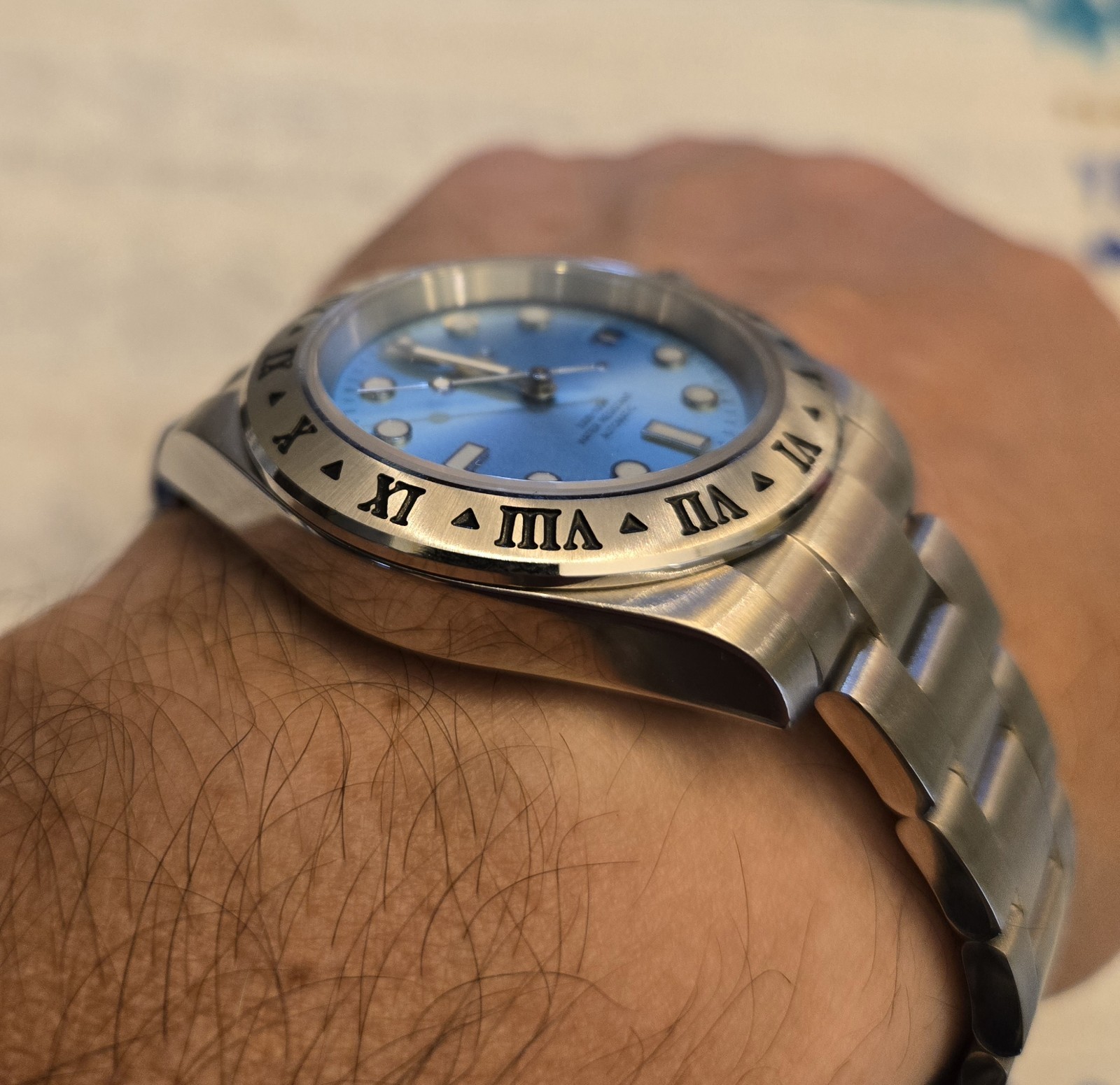 NH35 Custom Made Explore 2 style Mod Watch (Light Blue Dial) | eBay UK
