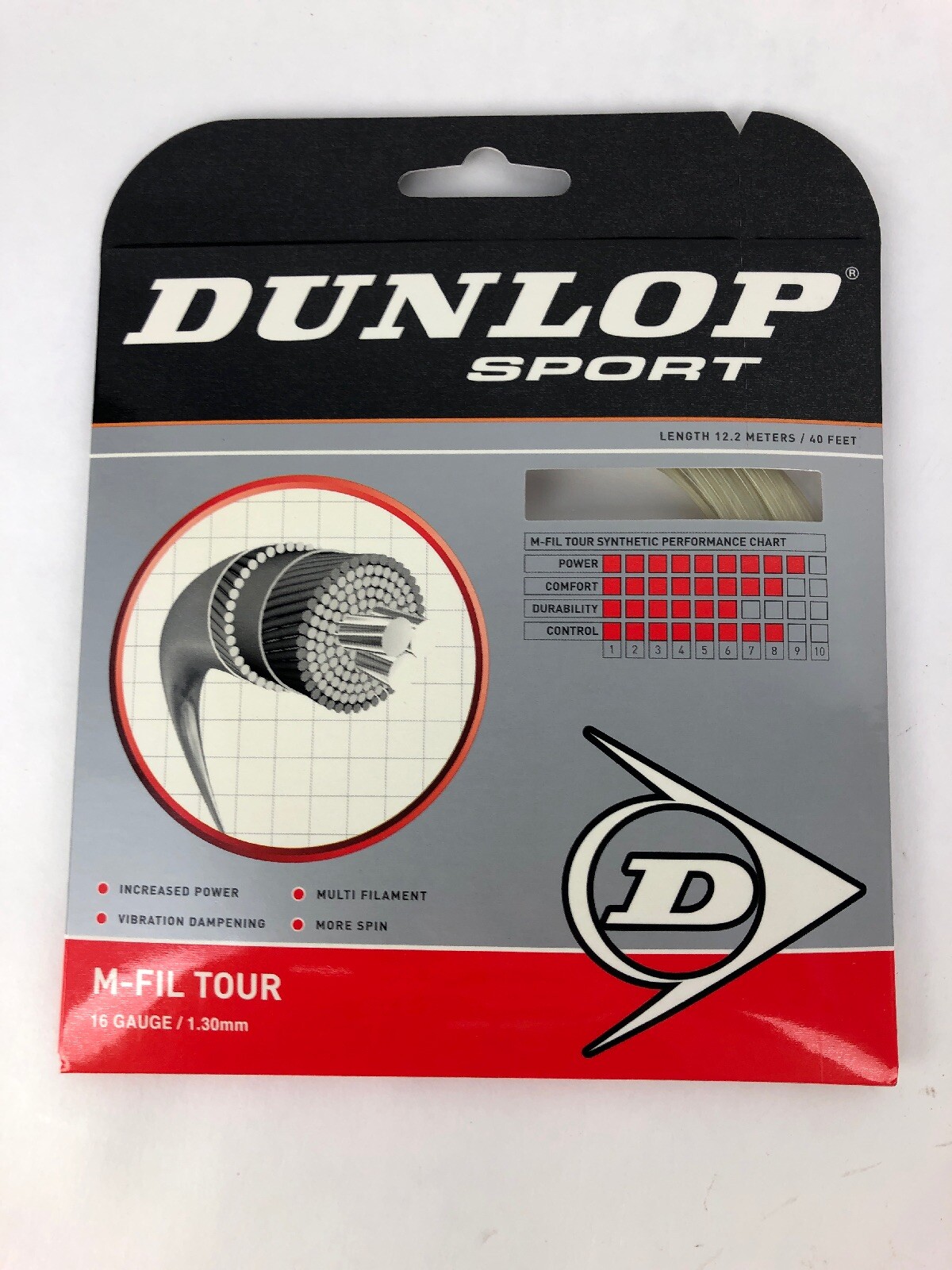 2 X Multifilament Dunlop Dport M-fil Tour Synthetic TENNIS string 16 ...