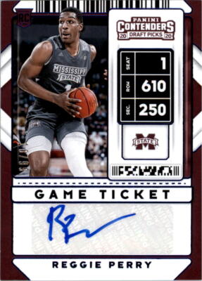 2020-21 Contenders Draft Variations Game Ticket Blue 82 Reggie Perry ...