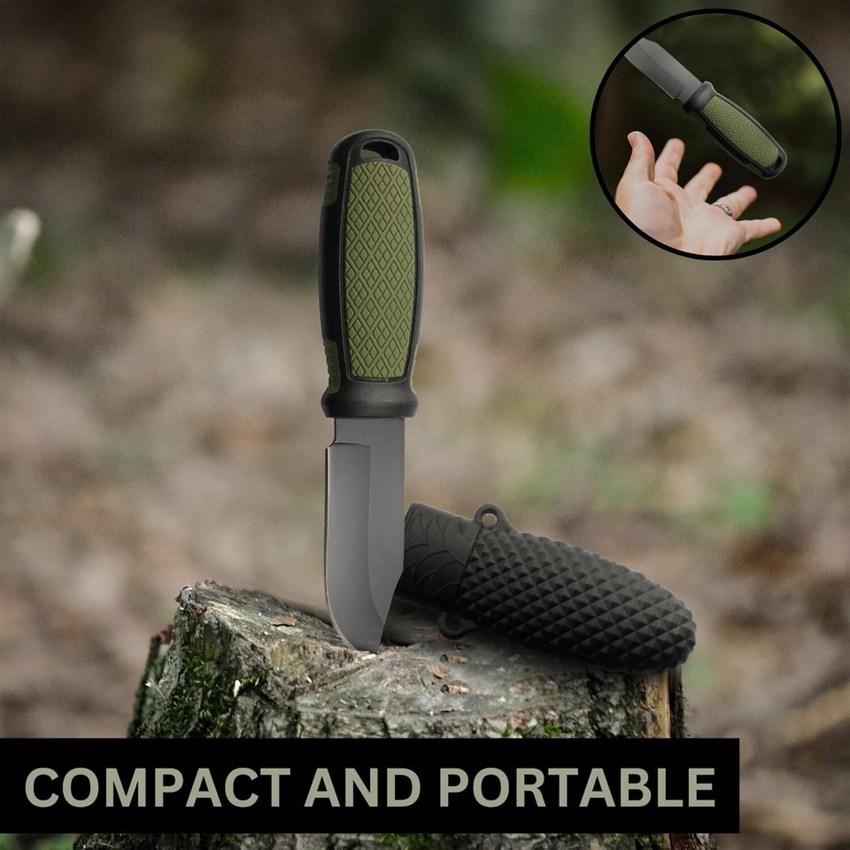 RPG-Mini Fixed Blade Knife 2.5" Stainless Steel EDC Neck Knife w/ Chain ...