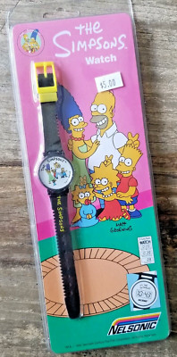 1990 The Simpsons Watch by Nelsonic Vintage Simpson Family Black Band ...