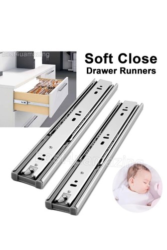 Soft Close Drawer Runners 500mm Slides Full Extension Ball Bearing Rail ...