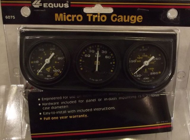 Equus Mini Triple Mechanical Gauge Set Water Temp Oil & Amp # 6075 for ...