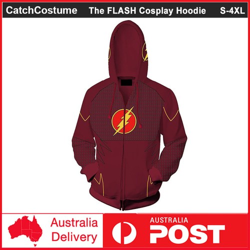 Superhero The FLASH Cosplay Hoodie Causal Sweatshirt Hooded Jacket Coat ...