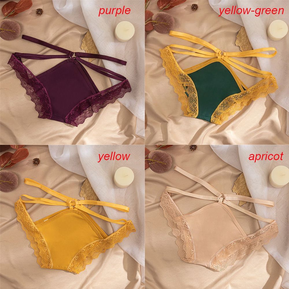 Color Briefs Soft G-String Low Rise Strap Underwear Lingerie Thong ...