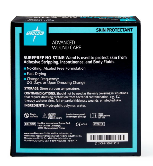 Medline SurePrep No-Sting Skin Protective Barrier, Wand 3mL, Box of 25 ...