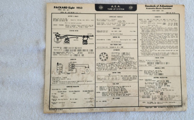 ( 1 ) Packard Eight 1953 2601 Car Tune Up System Wiring Chart Diagram A ...