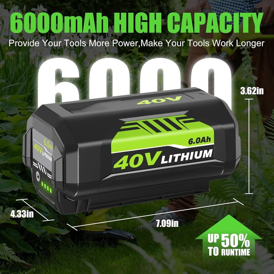 40V Battery For Ryobi 40 Volt 6.0Ah Lithium OP4060 OP4030 OP4050 ...