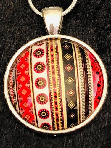 Striped Red, Brown, Gold & White Design Pendants With Sterling Silver ...