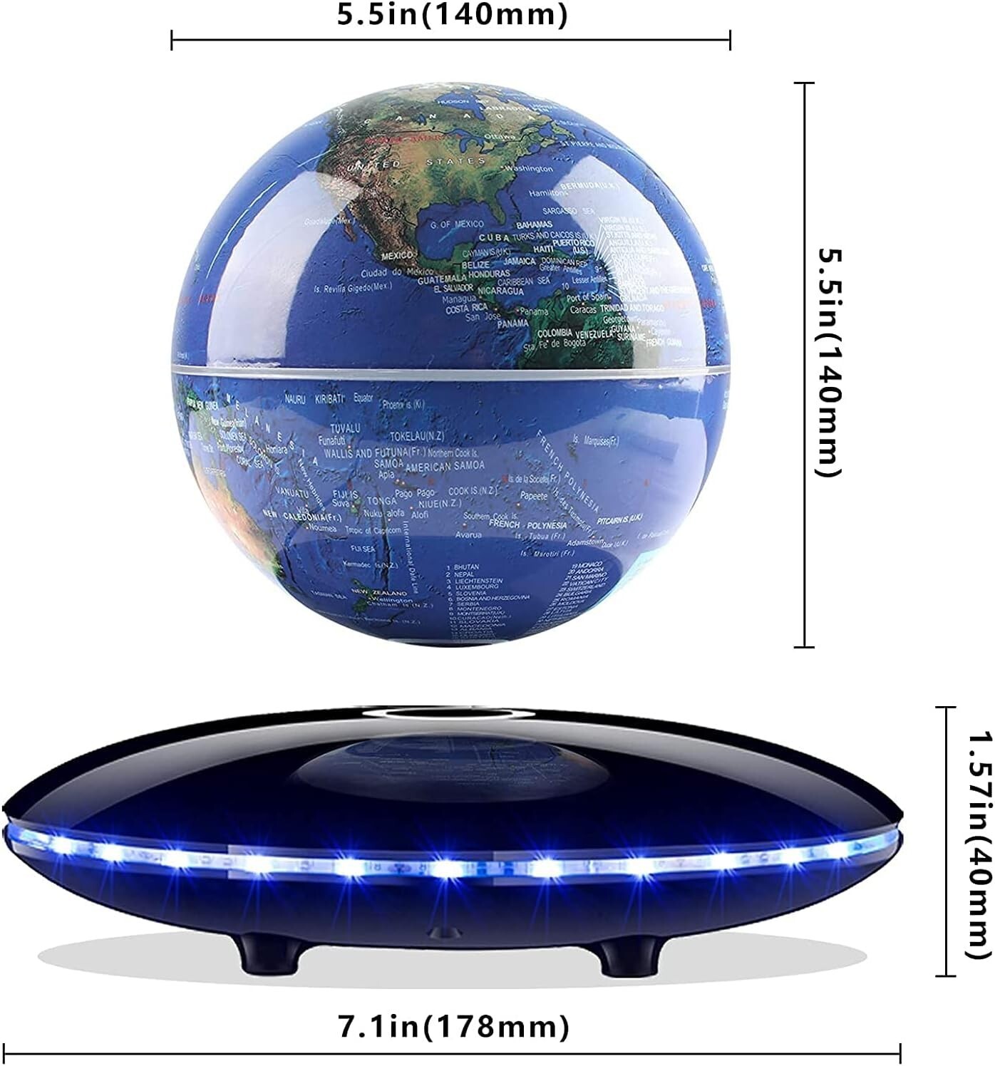Magnetic Levitation Globe World Map 360 Degree Auto-rotating AC100V ...