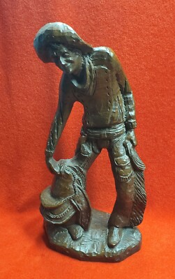 Red Mill Mfg Cowboy with saddle Figure Statue 12" Tall Made In USA Rare ...