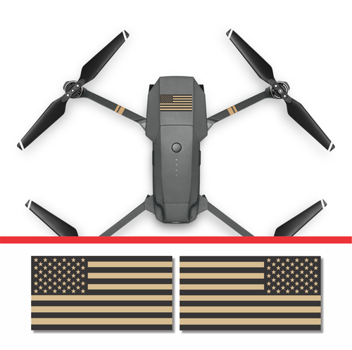 2X American Flag Flat Dark Earth Vinyl Decal Sticker For DJI Mavic Pro ...