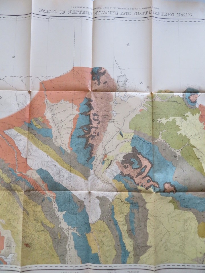 Western Wyoming & Southeast Idaho 1878 USGS color litho geological topo ...