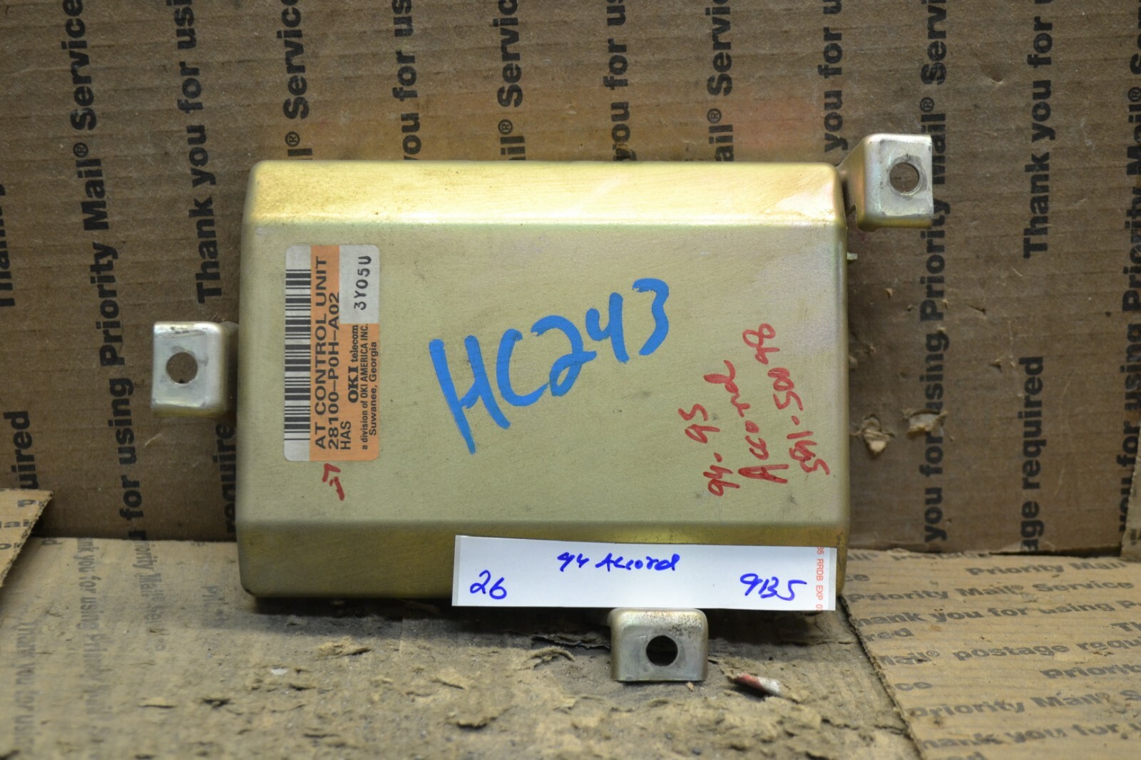 1994-1995 Honda Accord Transmission Control Unit TCU 28100P0HA02 Module ...