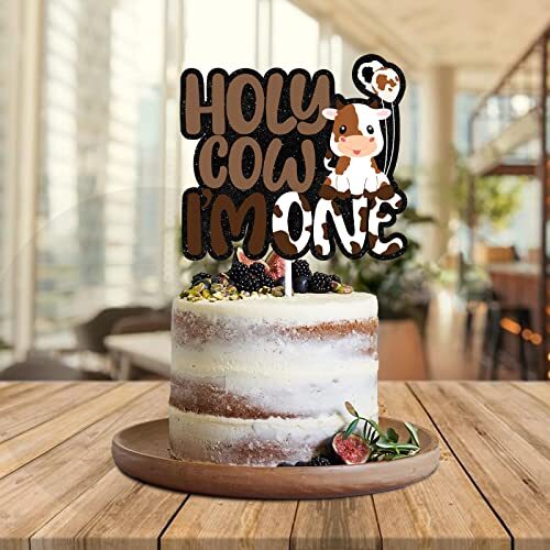 Brown Glitter Cow Cake Topper Cheer to Farm Festival Holy Cow I’m One ...