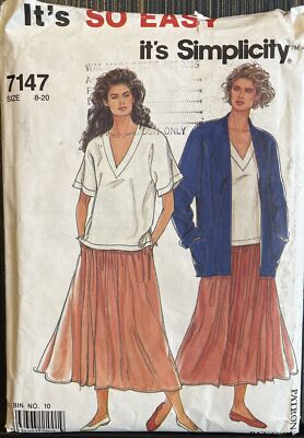 Simplicity It's So Easy 7147 Top, Skirt, Jacket Misses 8-20 Pattern ...