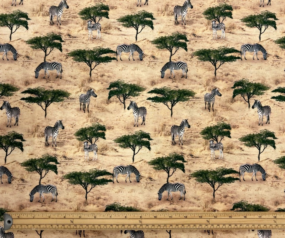 Zoo Animal Cotton Fabric African Safari Zebra Elephant Tiger Patchwork ...