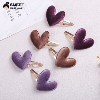 Korean Velvet Love Hairclips - Cartoon Barrette Heart Clips Baby Hair ...