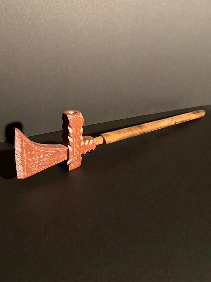 PLAINS CATLINITE PIPESTONE PIPE,CARVED TOMAHAWK PIPE & WOOD STEM ...