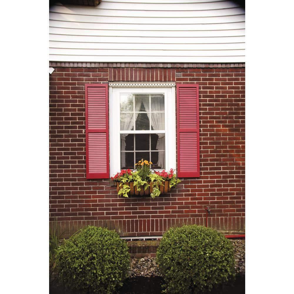 Pinecroft Exterior Louvered Shutters Pair 15 In. x 43 In. Rectangle ...