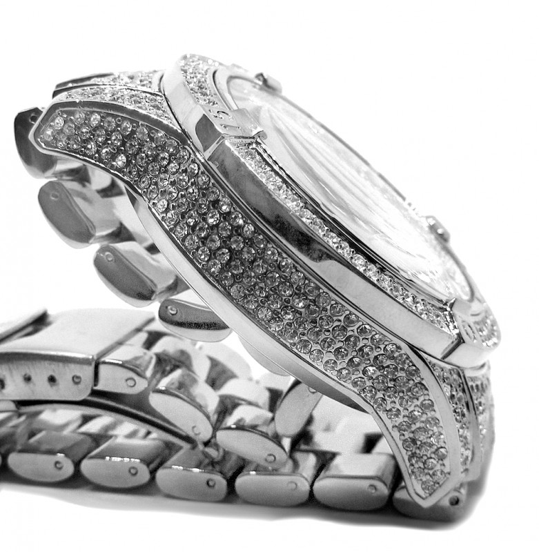 Men Hip Hop White Gold Plated Iced Bling Quavo Metal Band Clubbing ...