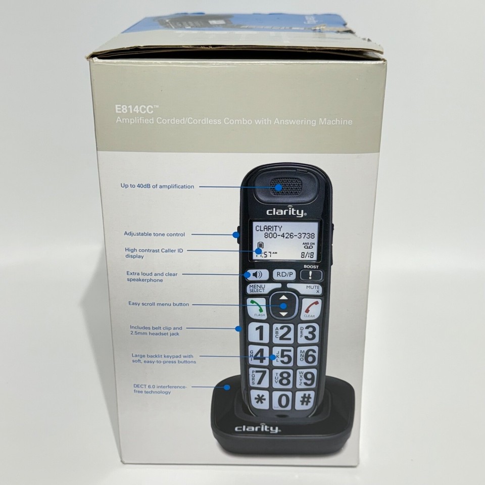 Clarity Amplified Cordless Corded Phone Combo Caller ID Digital ...