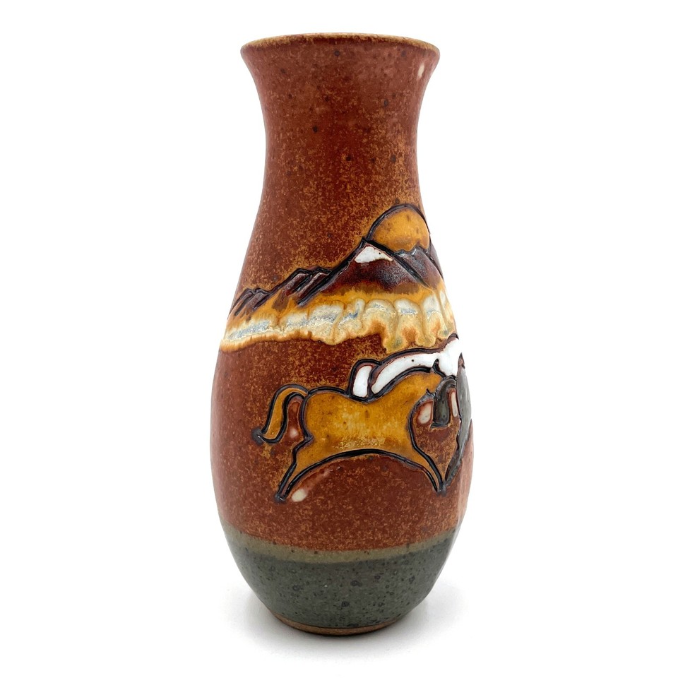 JOHN WINTERHAWK Signed Horse Clay Pottery Muscogee-Creek Indian Vase ...
