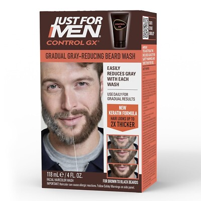 Just For Men Control GX Grey Reducing Beard Wash Shampoo with Keratin 4 ...
