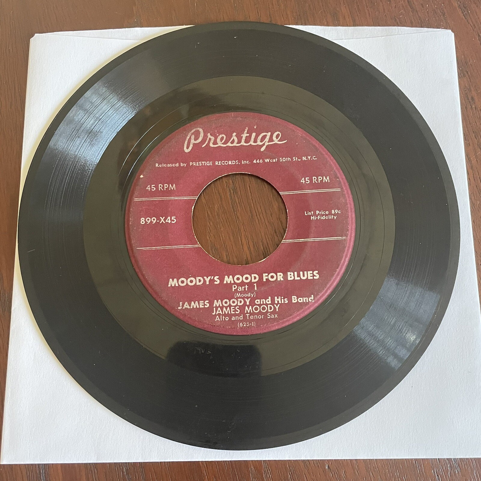 JAMES MOODY Record MOODY'S MOOD FOR BLUES PART 1&2 Prestige 45 1954 ...