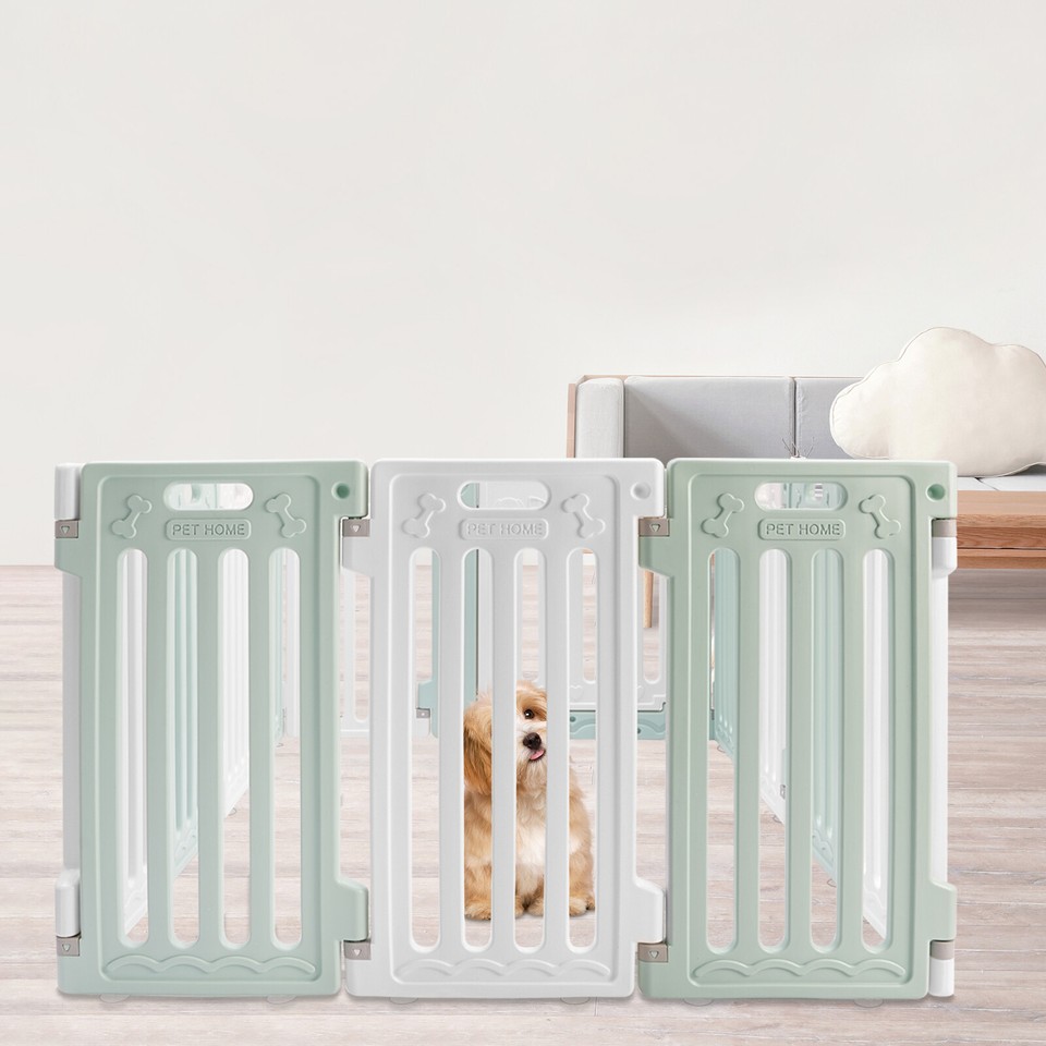 11 Panels Pet Barrier Playpen Exercise Pen Pet Safety Fence With Door ...