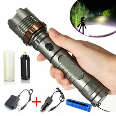 Tactical LED Flashlight Zoomable Survival Super Bright Light Military ...