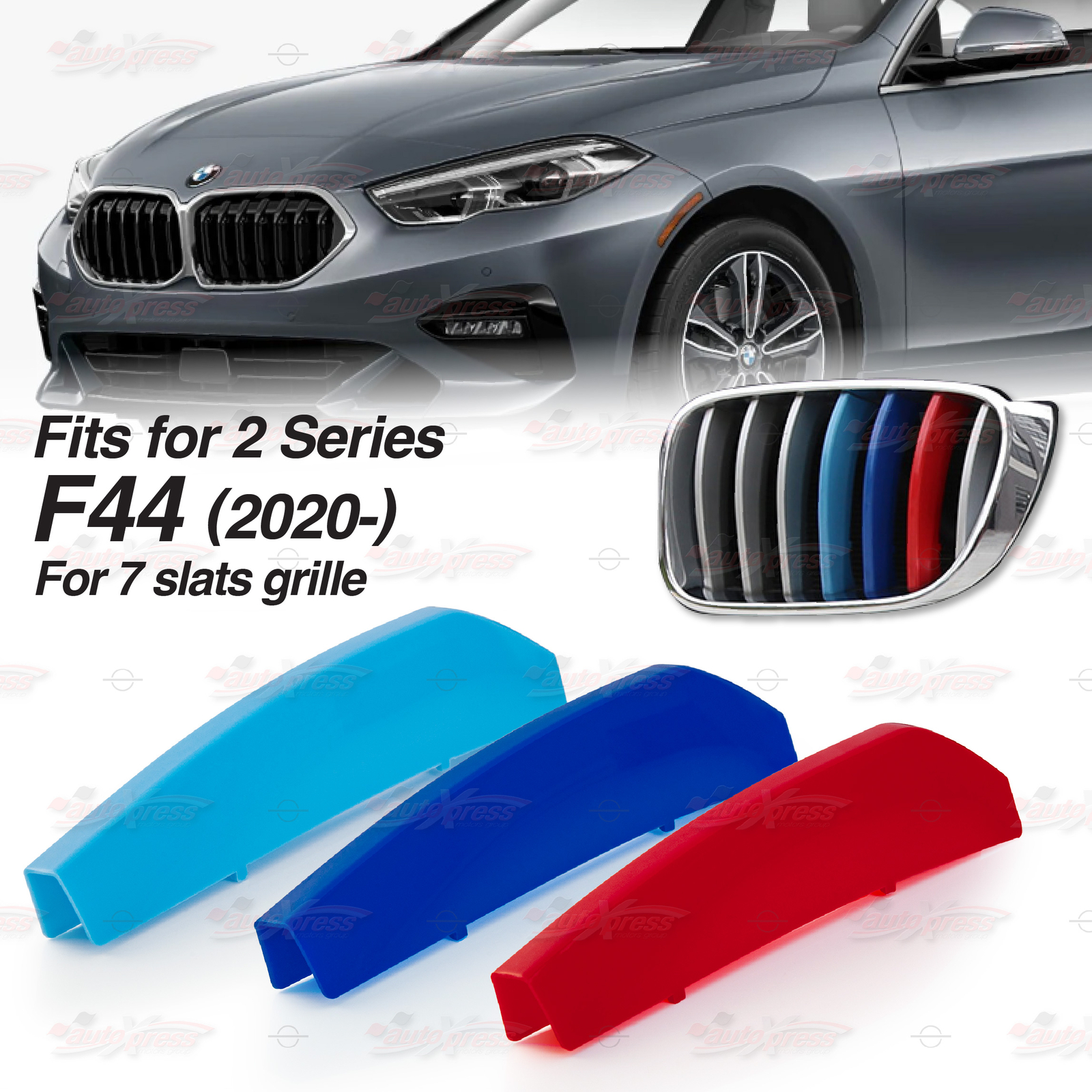 M-Sport 7 Slats Kidney Grill Grille 3 Color Cover Clips for BMW F44 ...