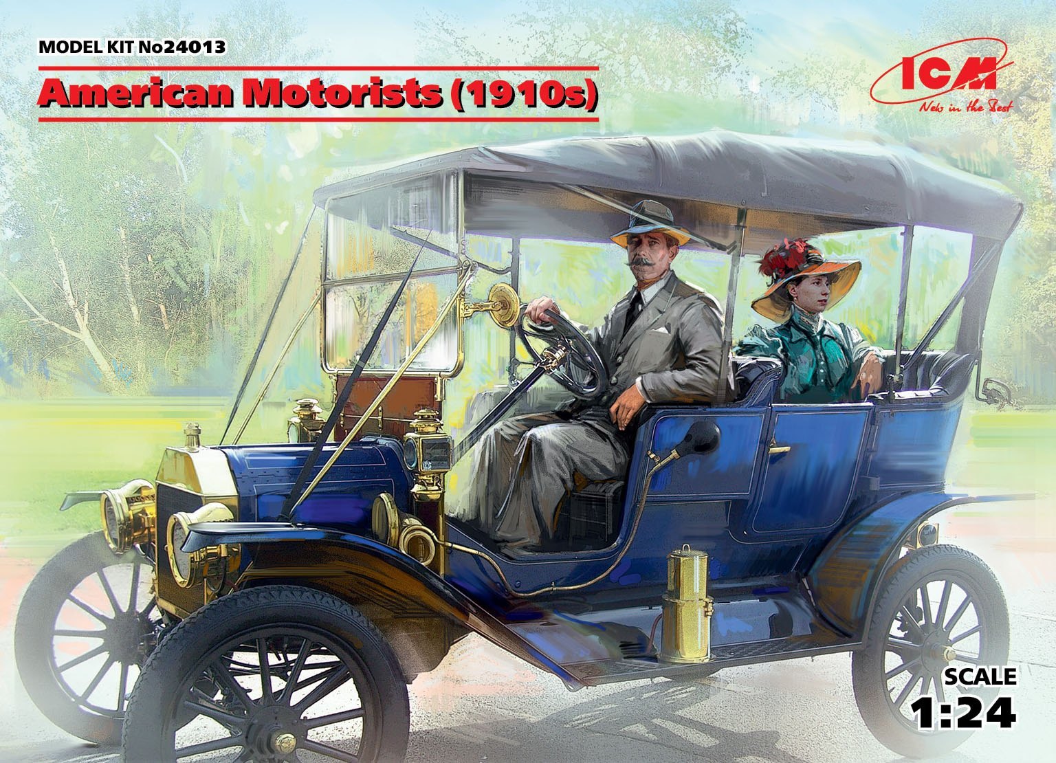 ICM 24013- 1/24 American Motorists 1910's 2 figures plastic model kit ...