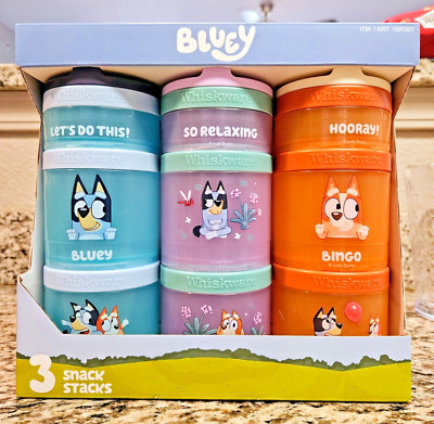 Brand New BLUEY Snack Stacking Container Cups Color: Blue, Lavendar ...