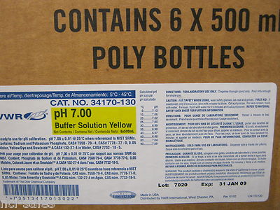 PARTIAL CASE OF 4 VWR 34170-130 pH 7.00 BUFFER SOLUTION YELLOW 500mL | eBay