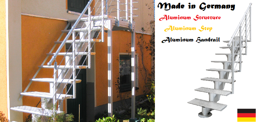 Outdoor Straight Staircase Kit Aluminum Central Stringer Spine Step ...