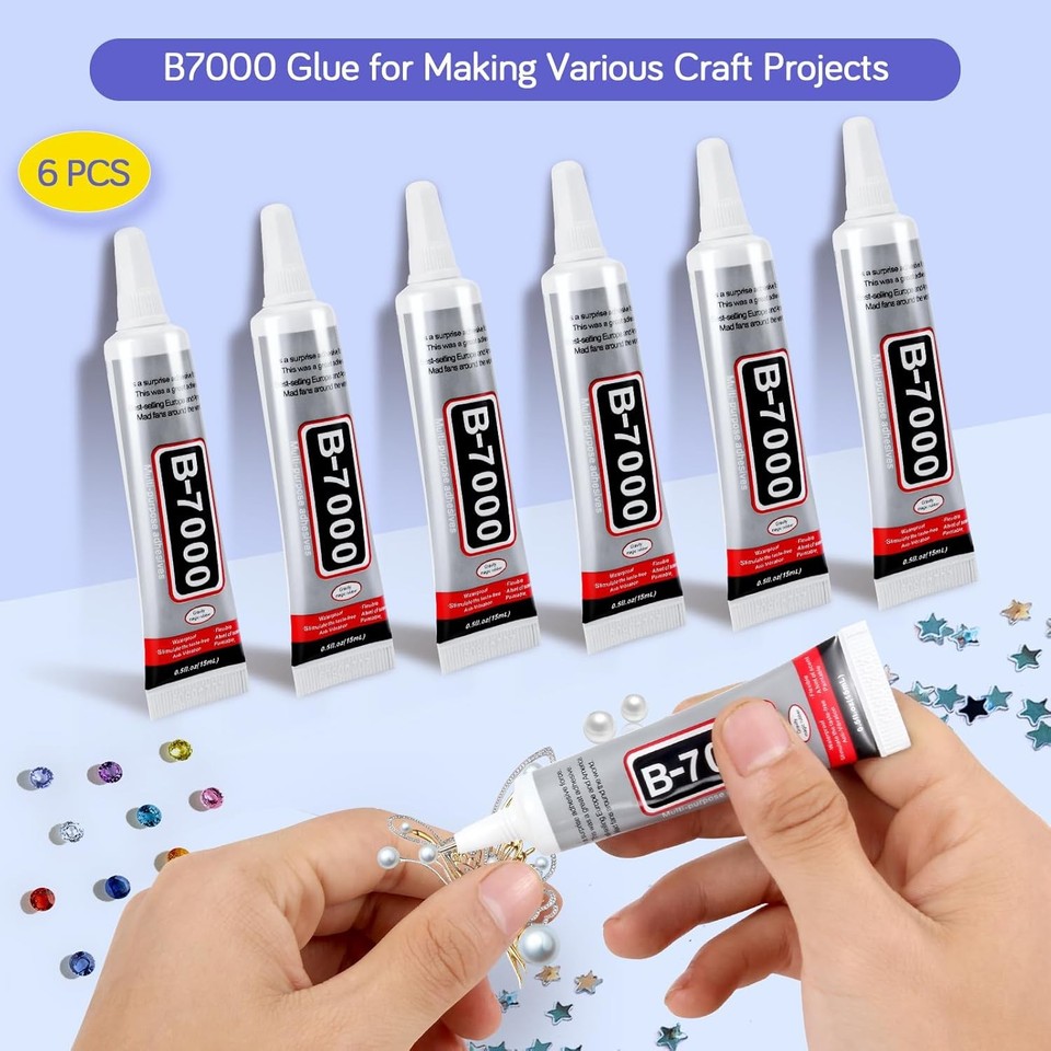 6PCS Jewelry Glue - 15ML/0.5fl oz Clear DIY Craft Glue for Rhinestones ...
