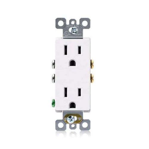White 15 amp Non-Tamper Resistant Self-Grounding Outlet with 2 Pole 3 ...