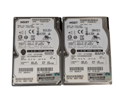 LOT OF 2 HGST 900GB 0B26014 2.5" SAS Server HDD 512 Format ...
