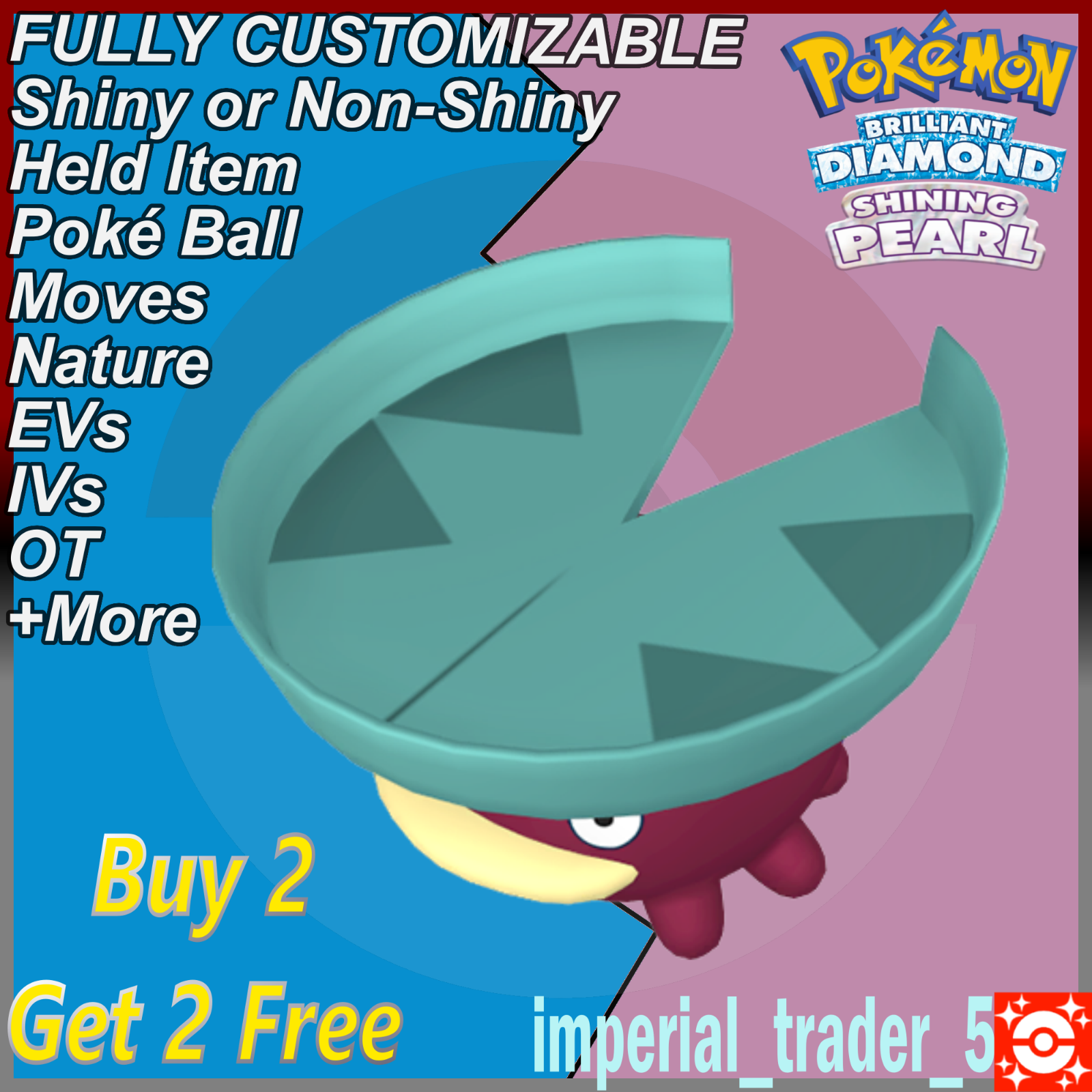 Pokemon Brilliant Diamond & Shining Pearl Shiny Lotad 6IV Customizable ...