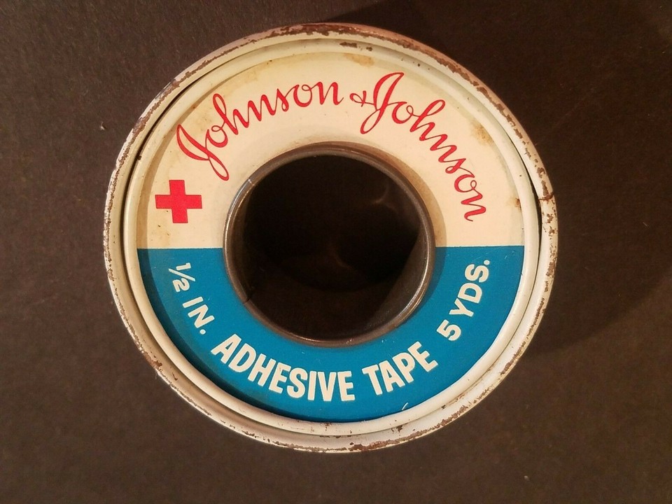 Vintage Johnson & Johnson 1/2" X 5 Yd Red Cross First Aid Tape Metal ...