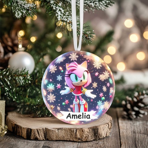 Personalised Amy Rose Christmas Printed bauble Acrylic Gift Tag ol144 ...
