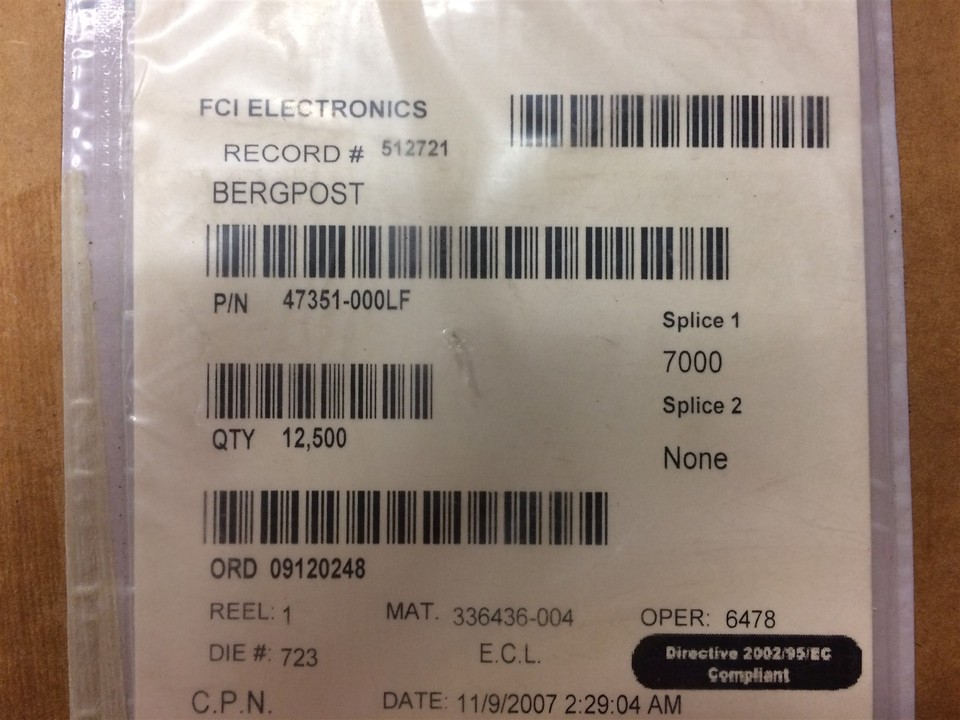 47351-000LF FCI 47351-000 CONN CONTACT 2POS 1ROW PTH AU 50 PIECES | eBay