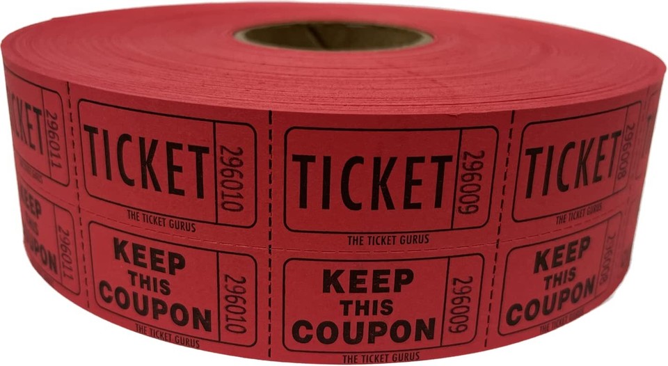 Ticket Guru-Raffle Tickets - 4 Rolls of 2000 Double Tickets 8000 Total ...