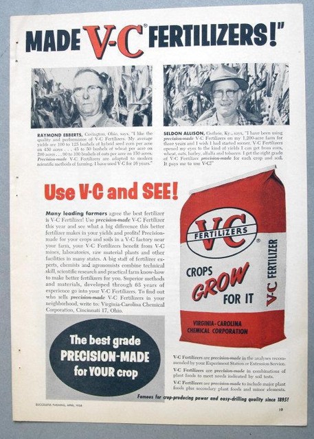 Orig 1958 Fertilizer Ad Features Seldon Allison of Guthrie Kentucky | eBay