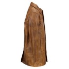Mens Real Leather Reefer Jacket vintage Mid Length Coat Classic ...