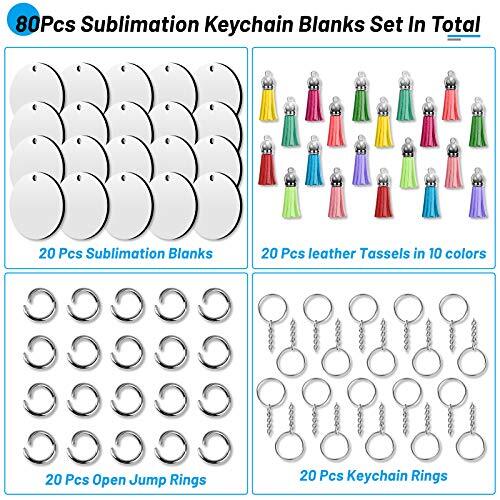 Sublimation Blanks Keychains Products, 80 PCS Keychains Tag Bulk with 2 ...