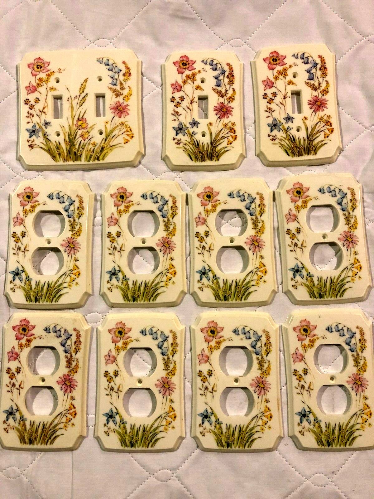 11 Floral Flower Plastic Outlet Switch & Double Gang light Plate Covers ...